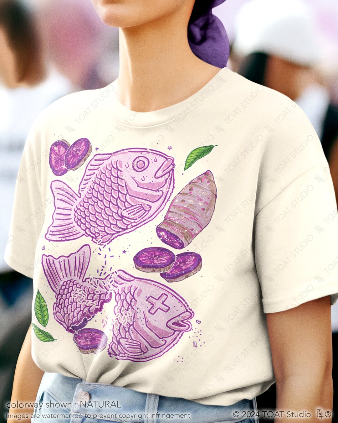 Ube Taiyaki Unisex T-shirt, Kawaii Purple Taiyaki, Cute Purple Yam Fish ...
