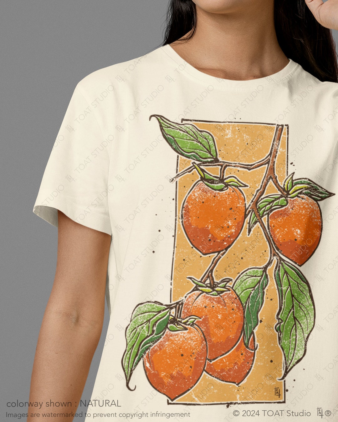 Hachiya Persimmons Unisex T-shirt, Persimmons Fruit Tree Art, Botanical ...