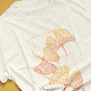 Ginkgo Leaves Unisex T-shirt, Fall Ginkgo Leaf, Golden Autumn Foliage ...