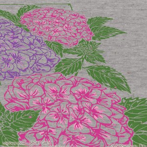 Pink Hydrangea Blockprint Unisex Sweatshirt: Hand-drawn Vintage-style ...