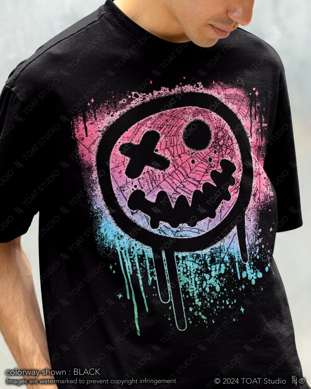Pastel Goth Happy Face Unisex T-shirt, Pastelgore Smiley Face, Pastel ...