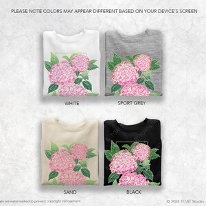 Pink Hydrangea Blockprint Unisex Crewneck Sweatshirt, Pink Floral ...