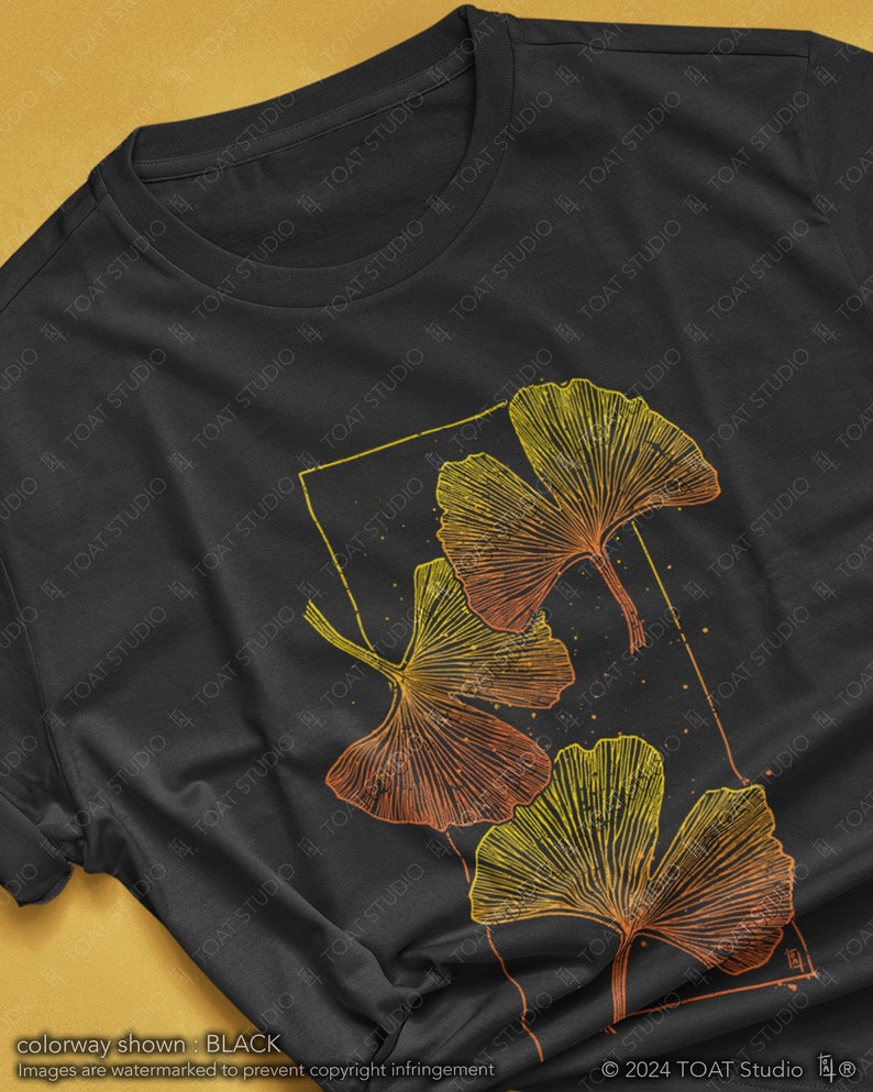 Ginkgo Leaves Unisex T-shirt: Golden Autumn Foliage Biloba Leaf Graphic ...