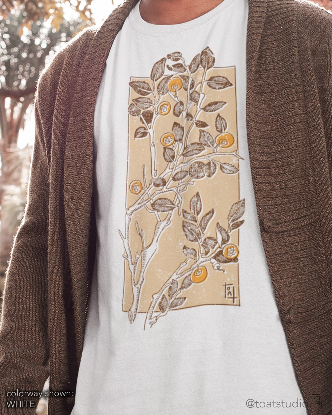 Persimmon Blockprint Unisex T-shirt Plant Decor Drawing - Etsy