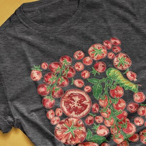Tomato Blockprint III Unisex T-shirt, Tomato Fruit Illustration, Tomato ...