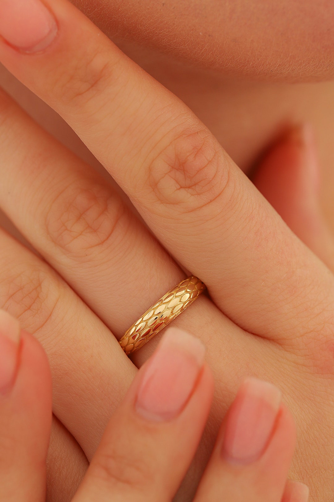 14K Gold Snake Skin Ring, Halloween Gold Ring, 14k Real Gold Animal ...