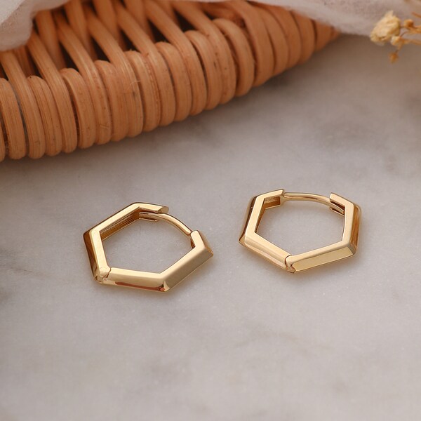 Hexagon Earrings - Etsy