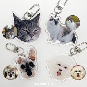 Custom Pet Photo Keychain, Acrylic Keychian, Dog Portrait Keychain ...