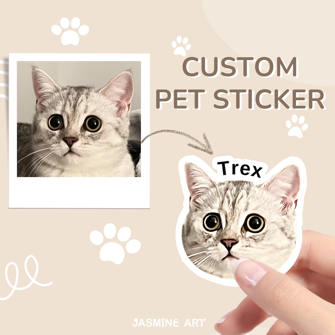 Custom Cute Stickers From Photo, Custom Pet Photo Stickers, Pet Face ...