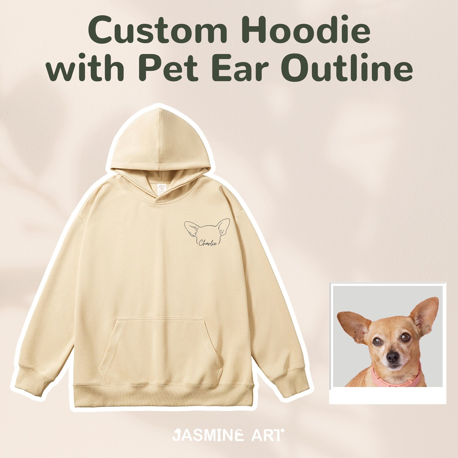 Personalized Dog Ear Outline Hoodie With Name, Custom Pet Photo ...