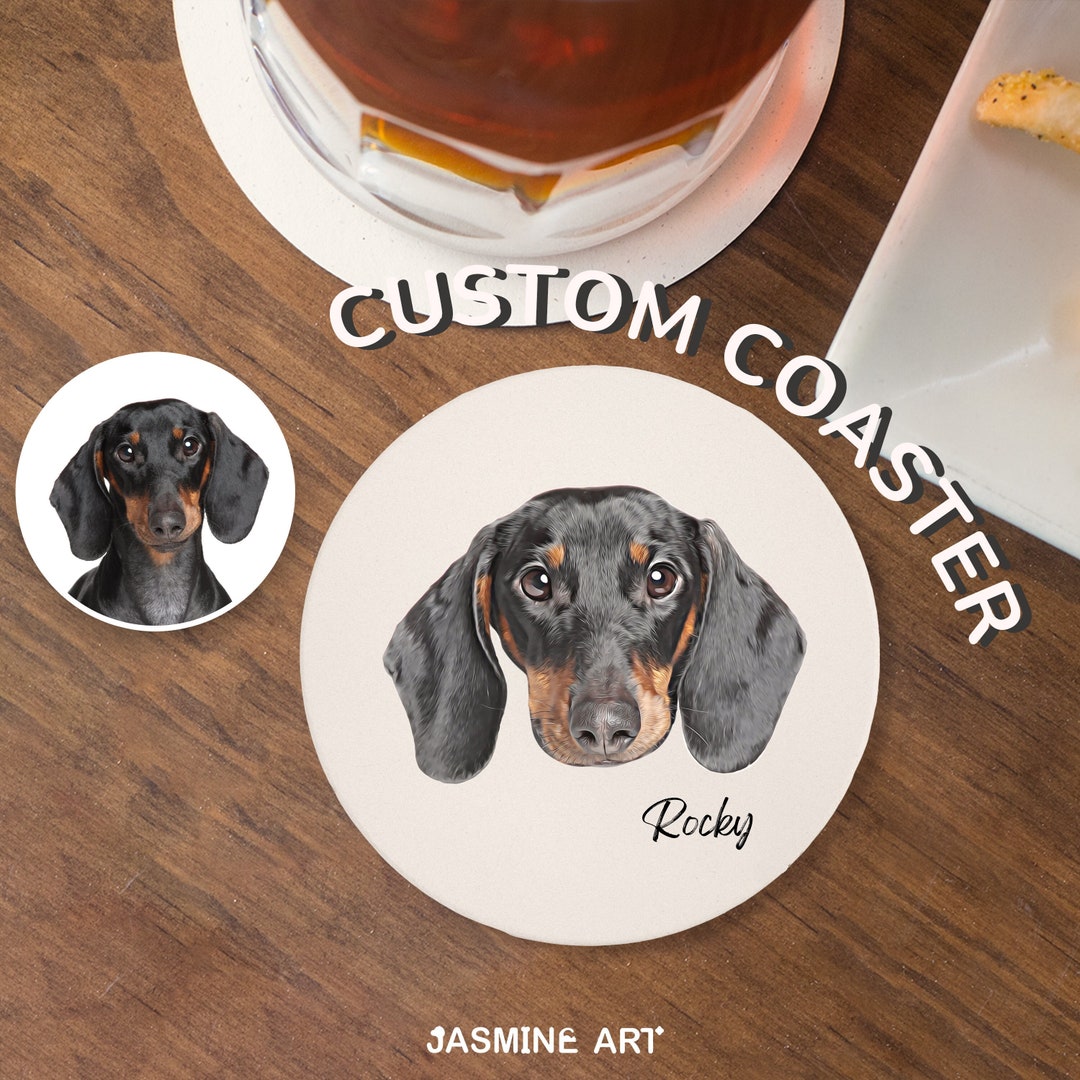 Custom Dog Photo Coaster, Custom Cat Face and Name Coaster ...