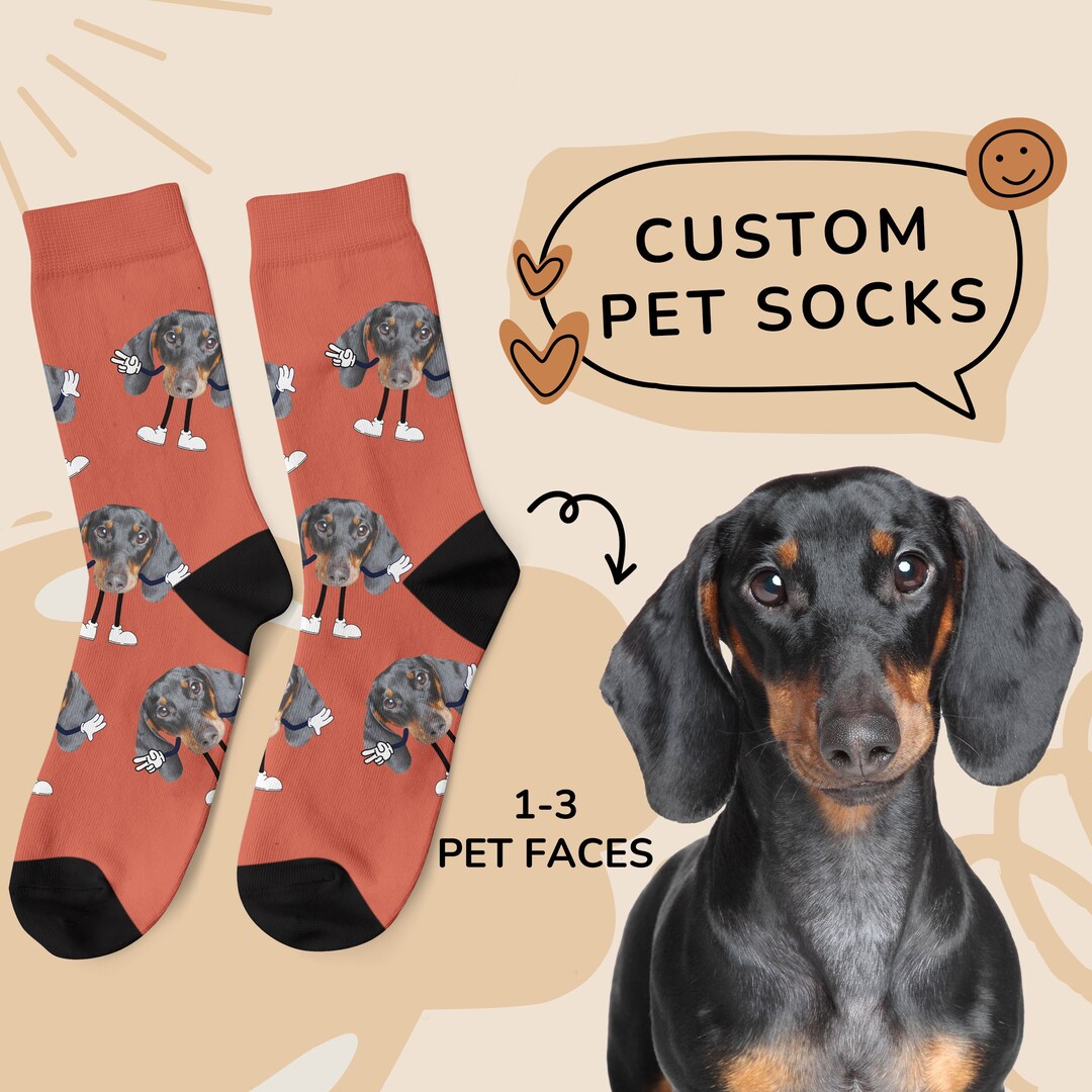 Custom Dog Face Socks, Personalized Funny M&M Style Dog Photo Socks ...