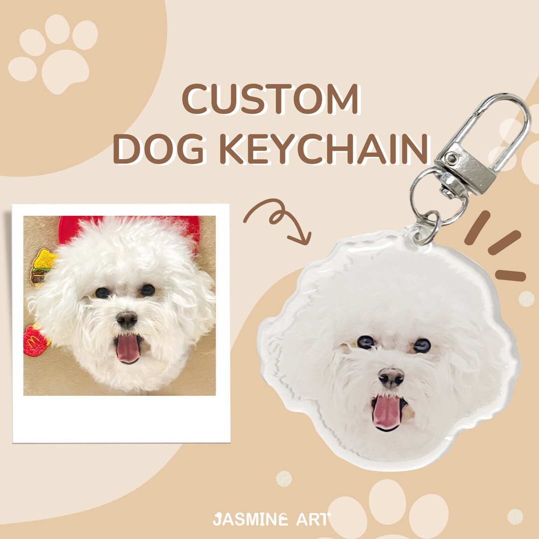 Custom Pet Photo Keychain, Acrylic Keychian, Dog Portrait Keychain ...