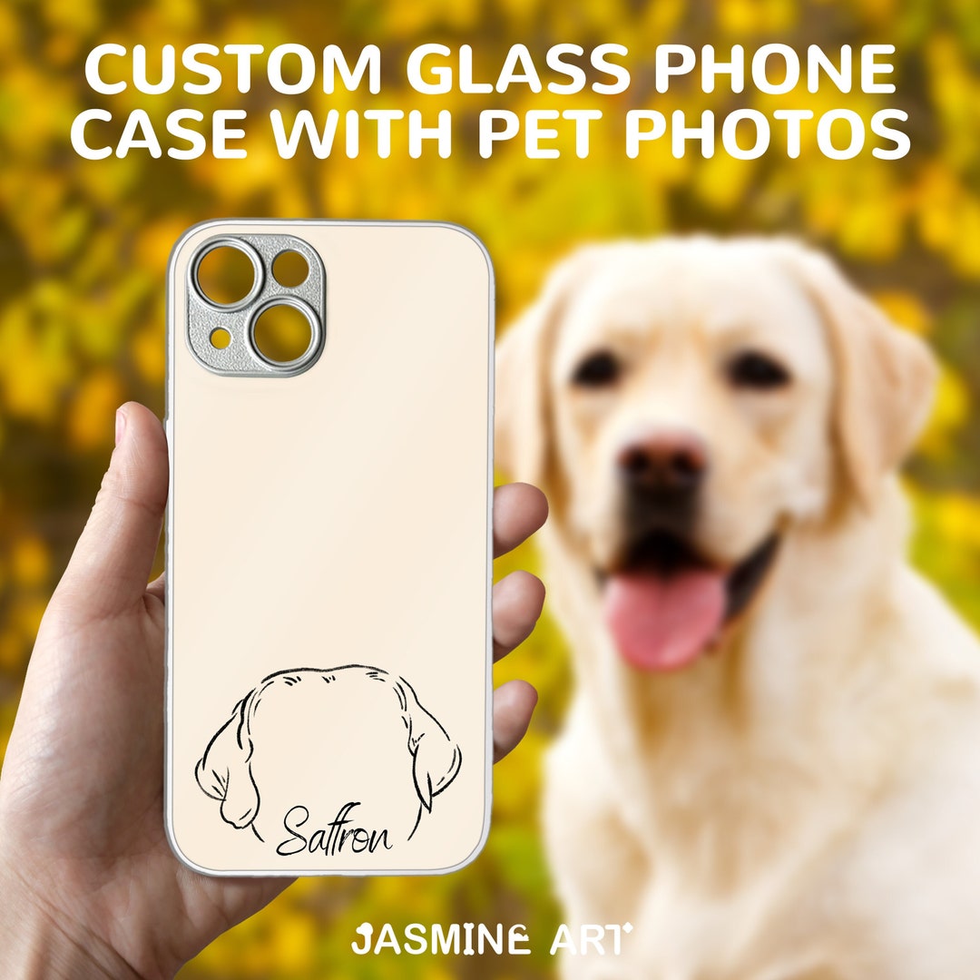 Custom Pet Outline Glass Phone Case for iPhone 17 16 15 14 13 12 Plus ...