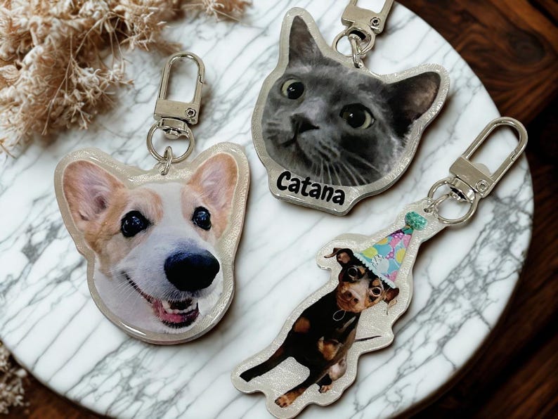 Custom Dog Photo Keychain, Custom Dog or Cat Keychain, Pet Photo ...