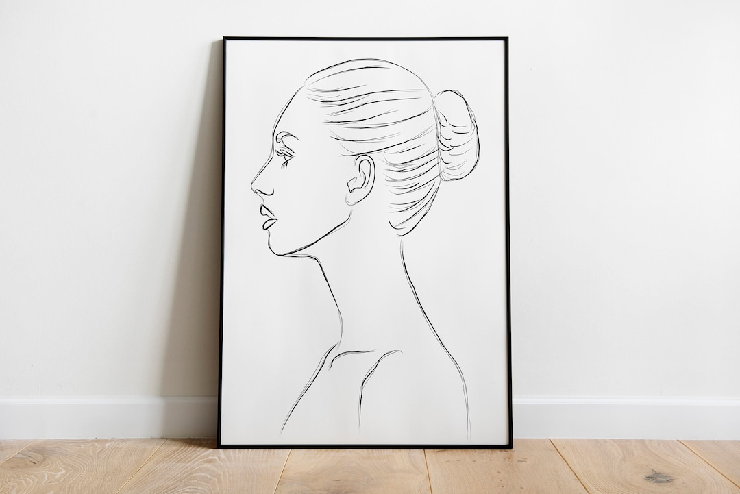 Minimalist Girl Sketch Art Woman in One Line Drawing Minimal - Etsy