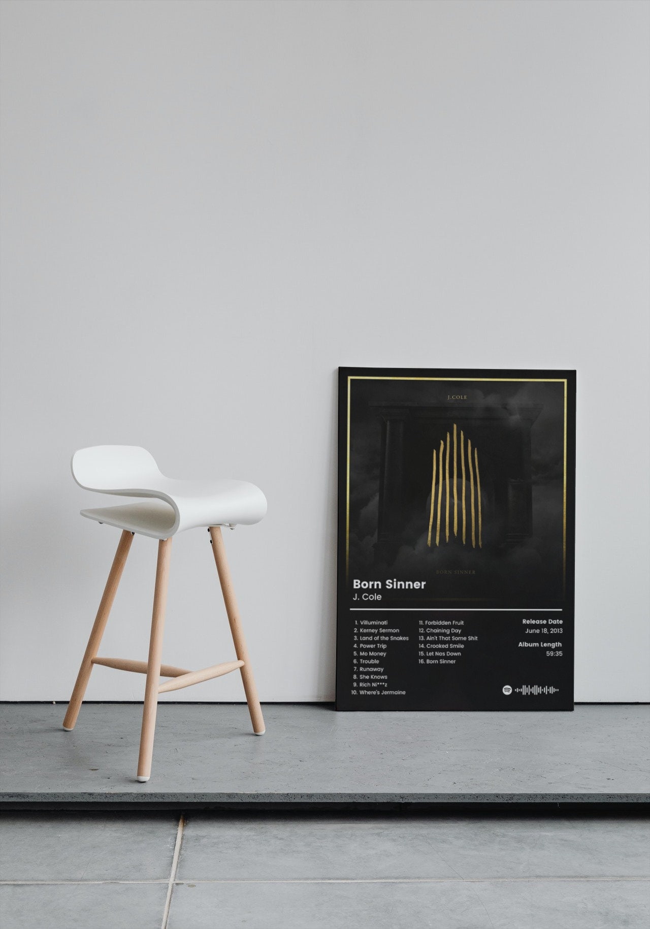 J. Cole Poster / Born Sinner Poster / J. Cole Born Sinner Tracklist