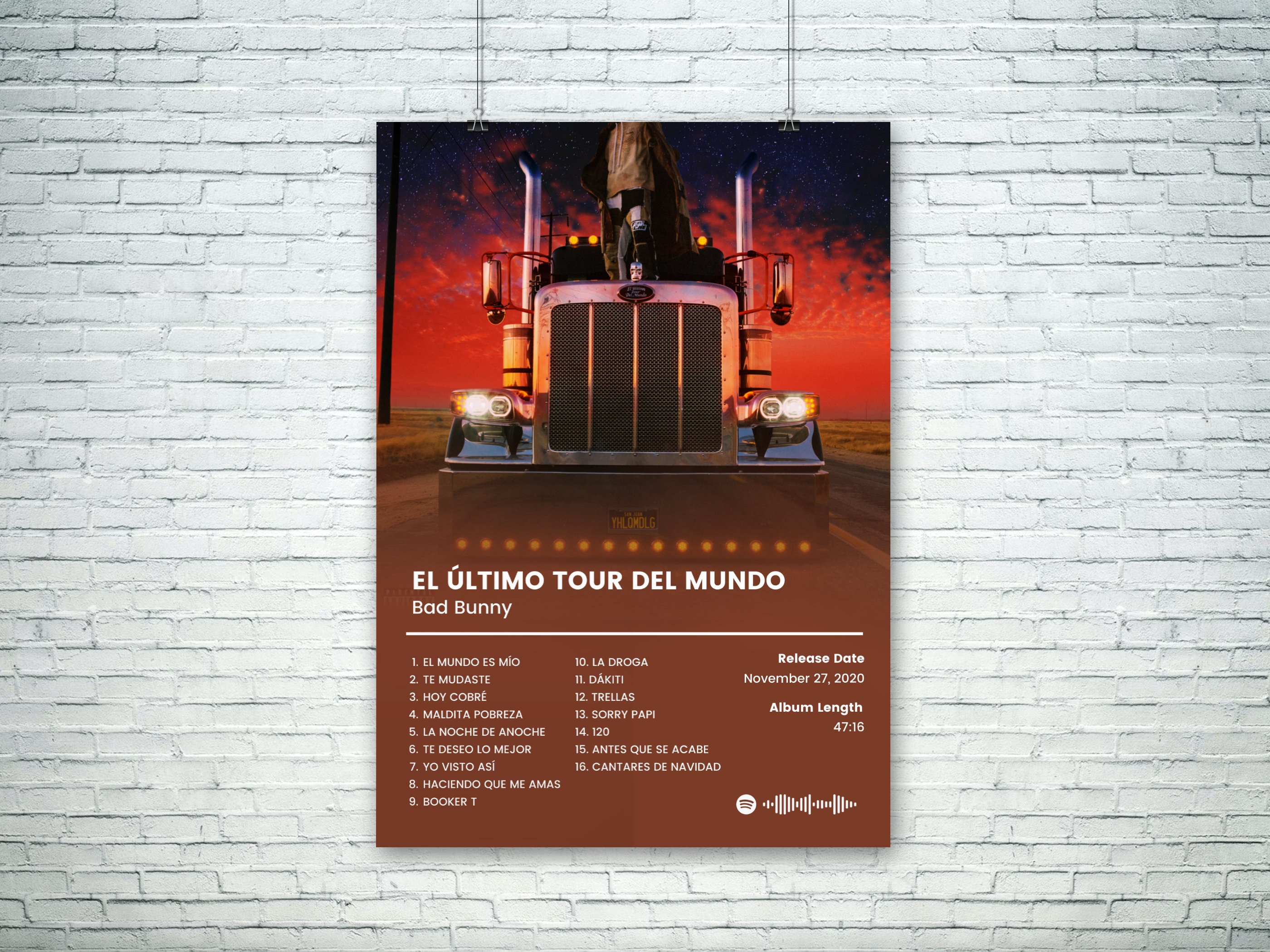 Tracklist poster El Ultimo Tour Del Mundo Music Album Poster| Album ...