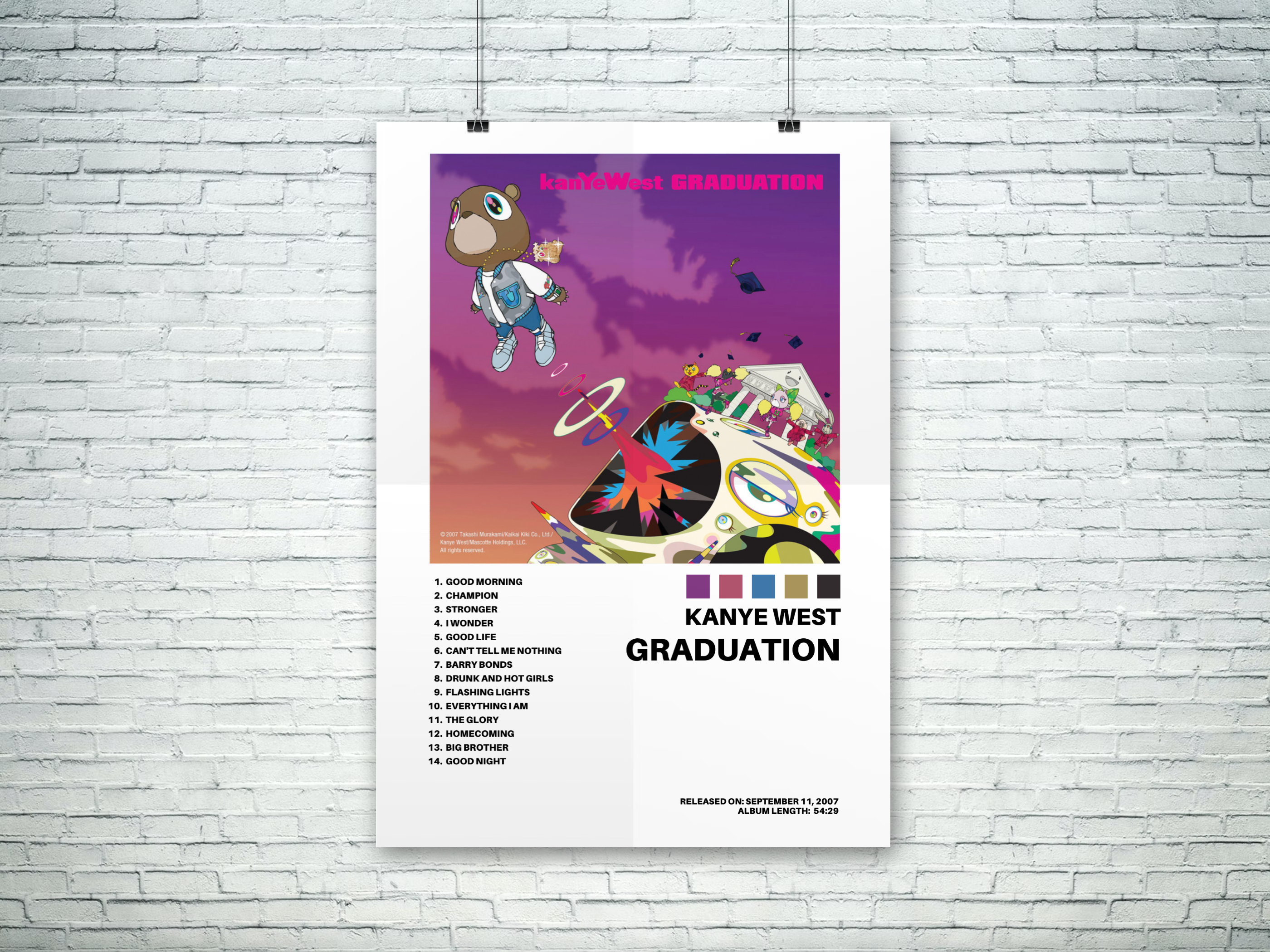 Kanye West Poster / Graduation Poster / Kanye West Graduation Tracklist ...