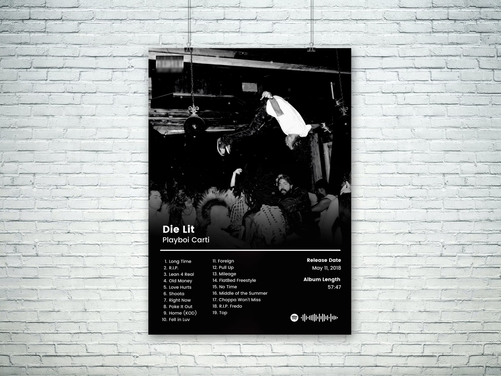 Playboi Carti Poster / Die Lit Poster / Playboi Carti Die Lit Tracklist