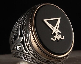 Silver Onyx Lucifer Ring - Etsy