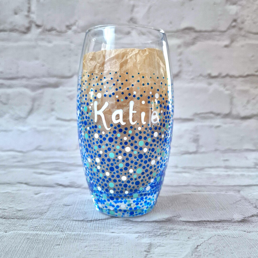 Personalised Colourful Hiball Water Glass Unique Gift Custom Name ...
