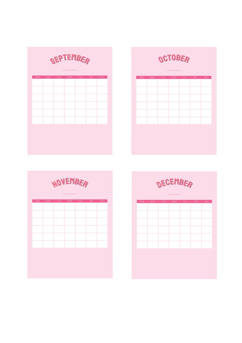 Pink Digital Calendar Planner Printable Print L Digital - Etsy