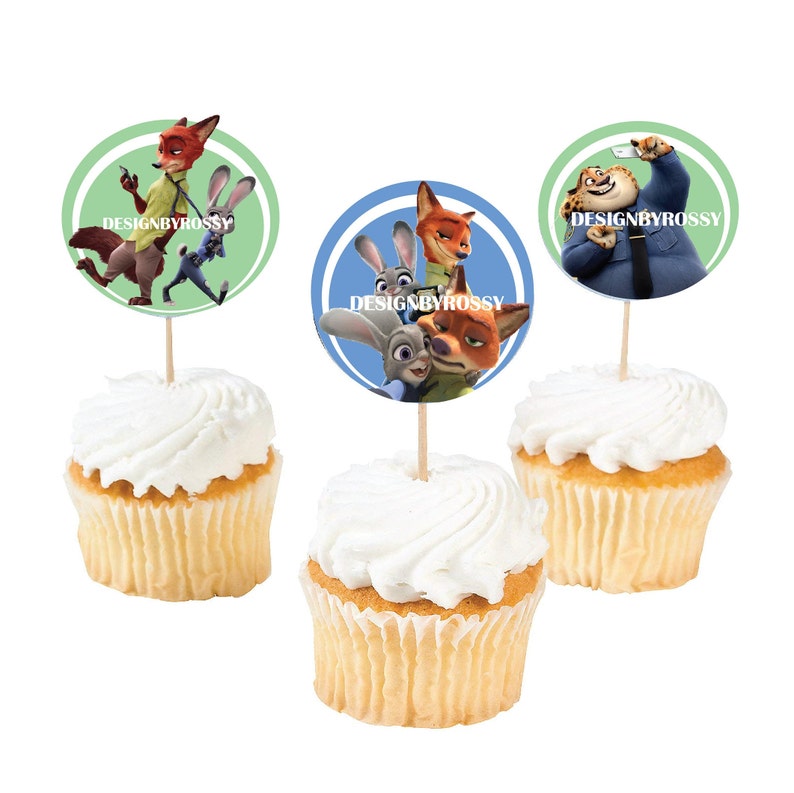 12 Zootopia Printable Digital Download | Printable Cupcake Toppers ...