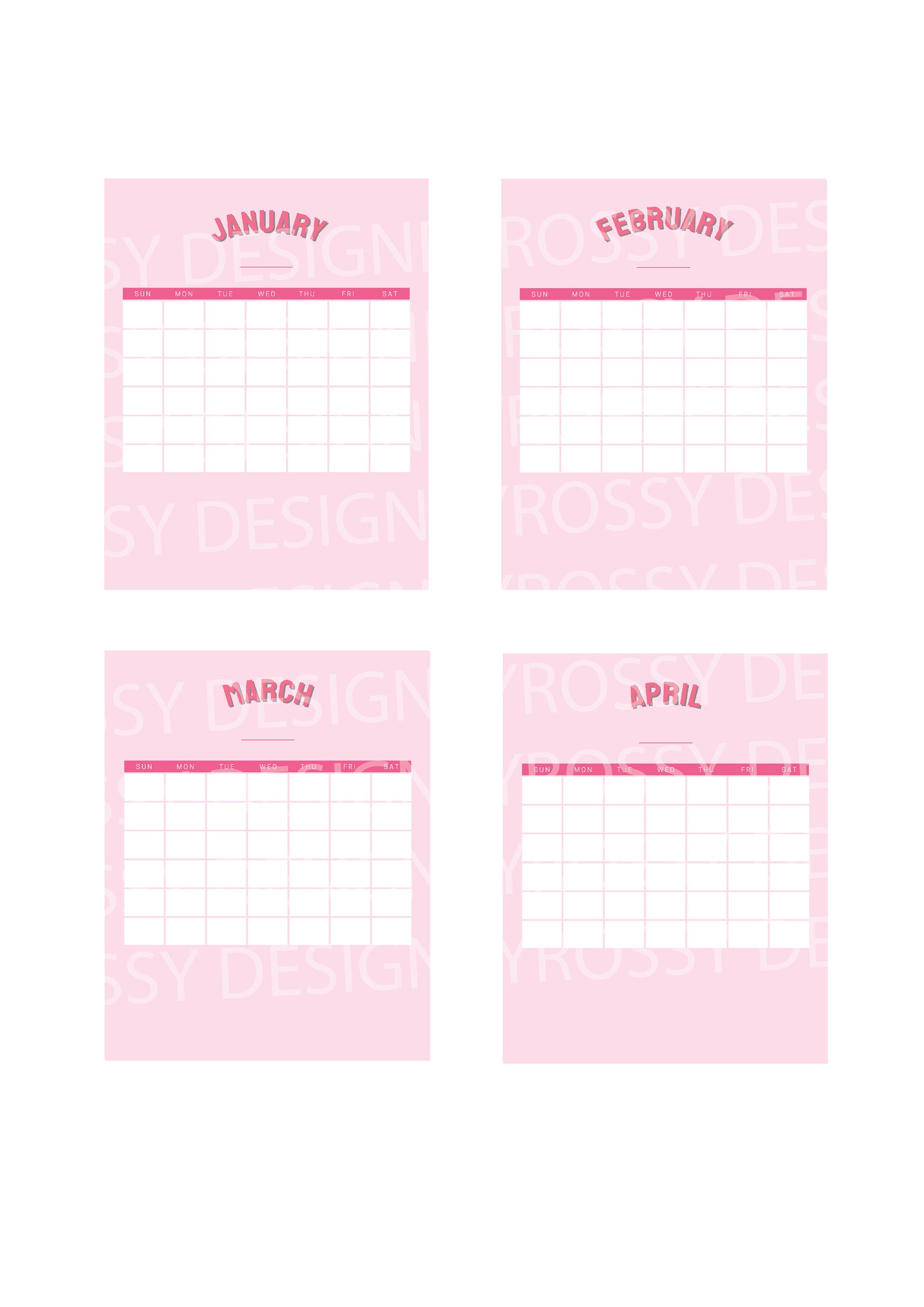 Pink Digital Calendar Planner Printable Print L Digital Planner L ...