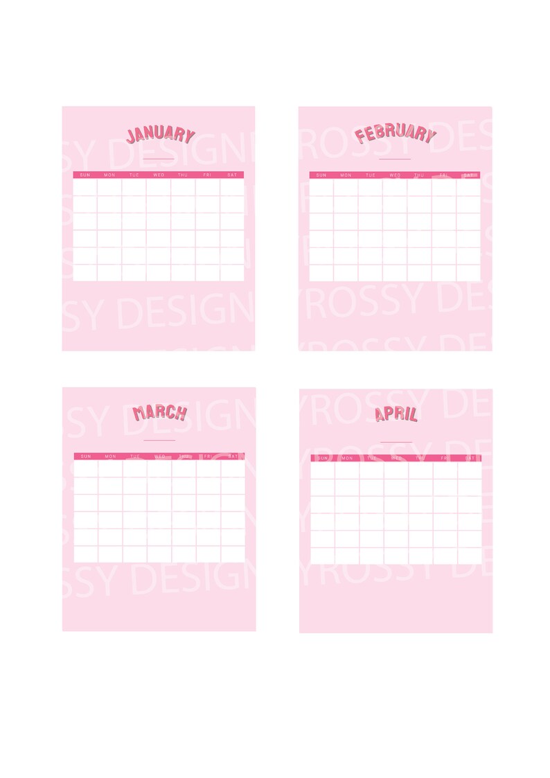 Pink Digital Calendar Planner Printable Print L Digital Planner L ...