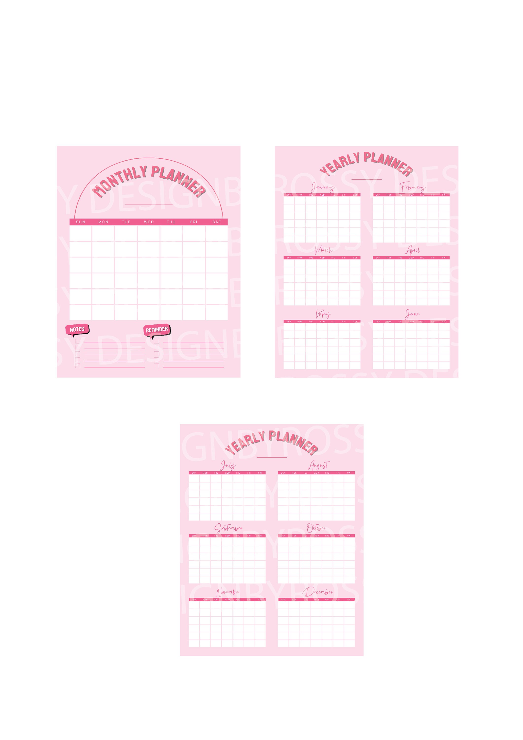 Pink Digital Calendar Planner Printable Print L Digital Planner L ...