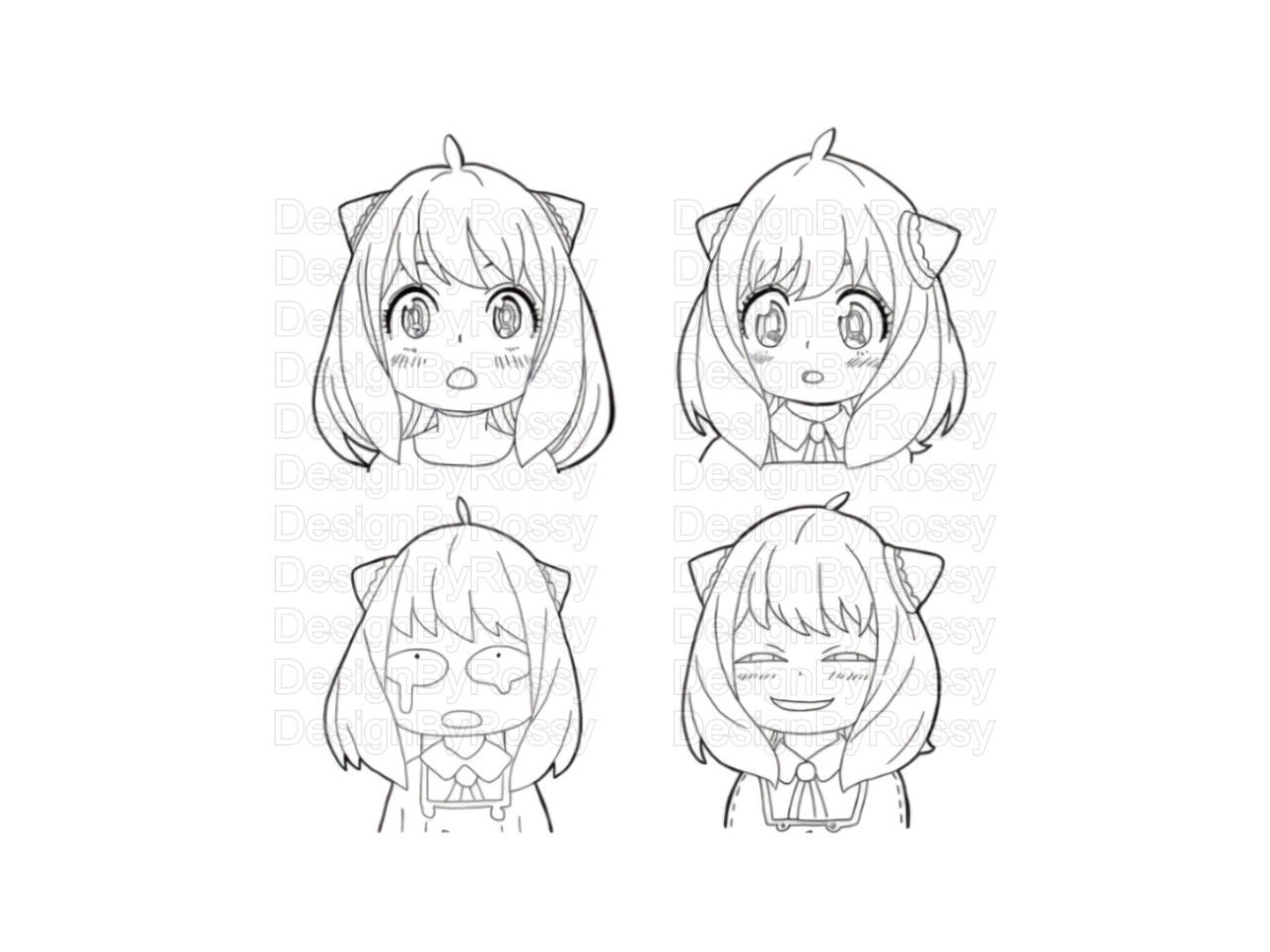 16 Anya Forger Outline Spy X Family PNG Sublimation Spy X - Etsy