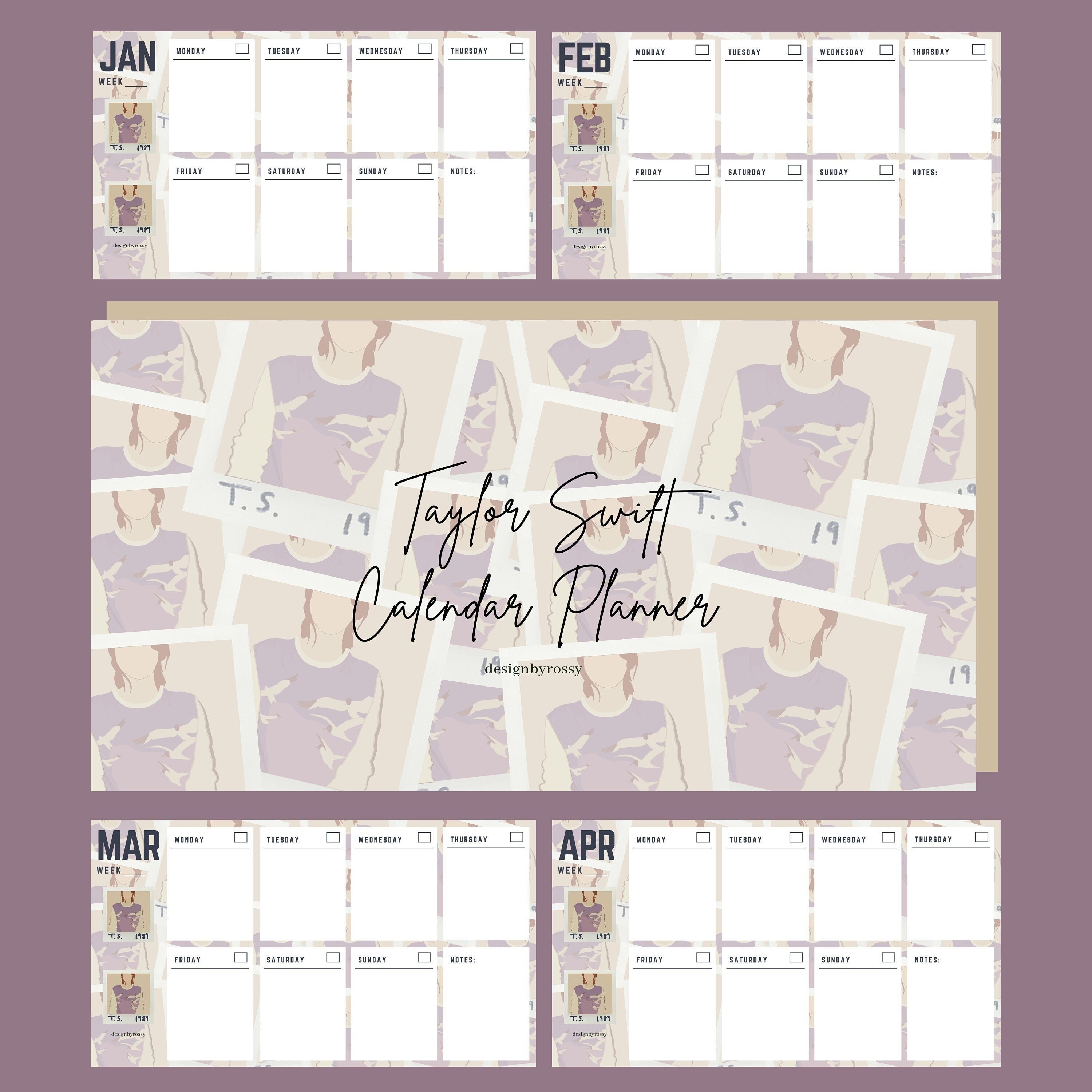 Taylor Swift 1989 Digital Calendar Planner Taylor Swift - Etsy