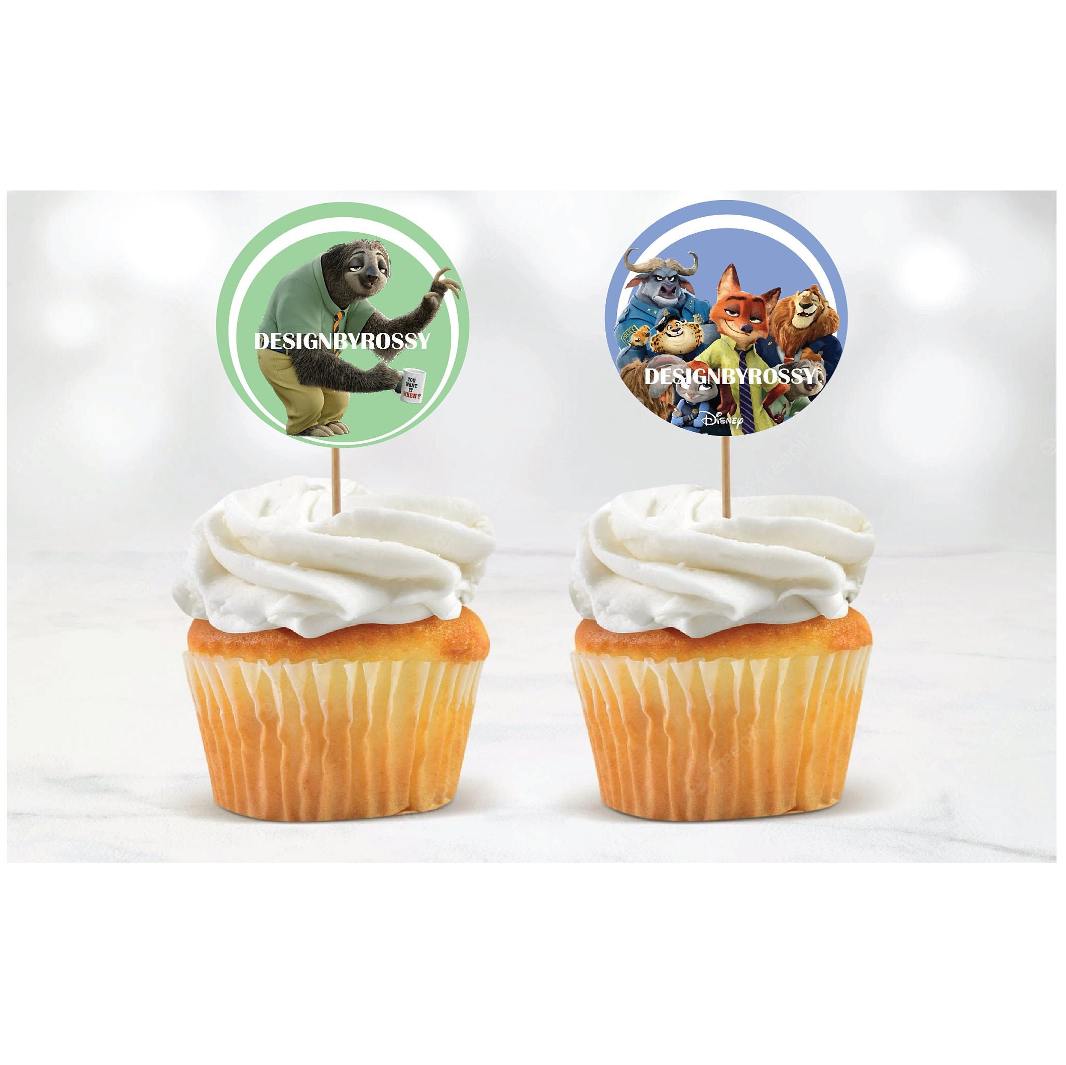 12 Zootopia Printable Digital Download | Printable Cupcake Toppers ...