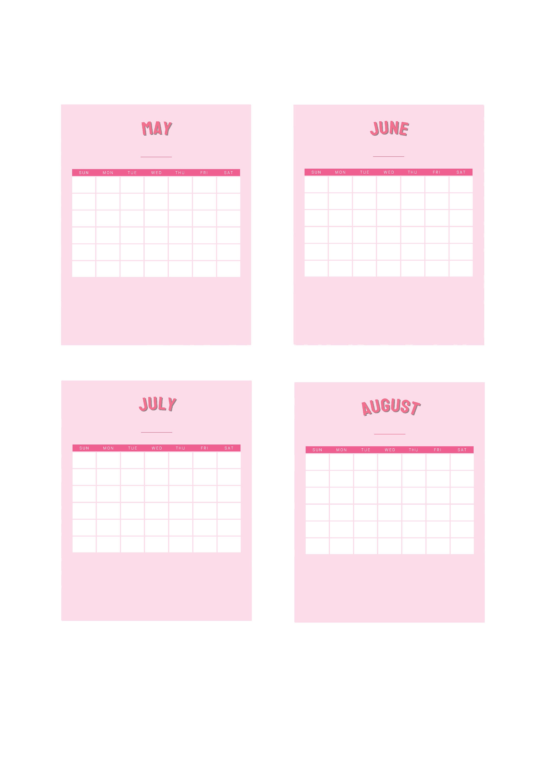 Pink Digital Calendar Planner Printable Print L Digital Planner L ...