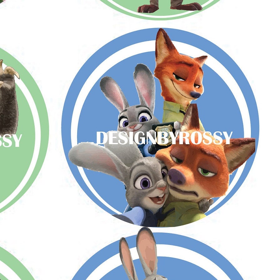 12 Zootopia Printable Digital Download | Printable Cupcake Toppers ...
