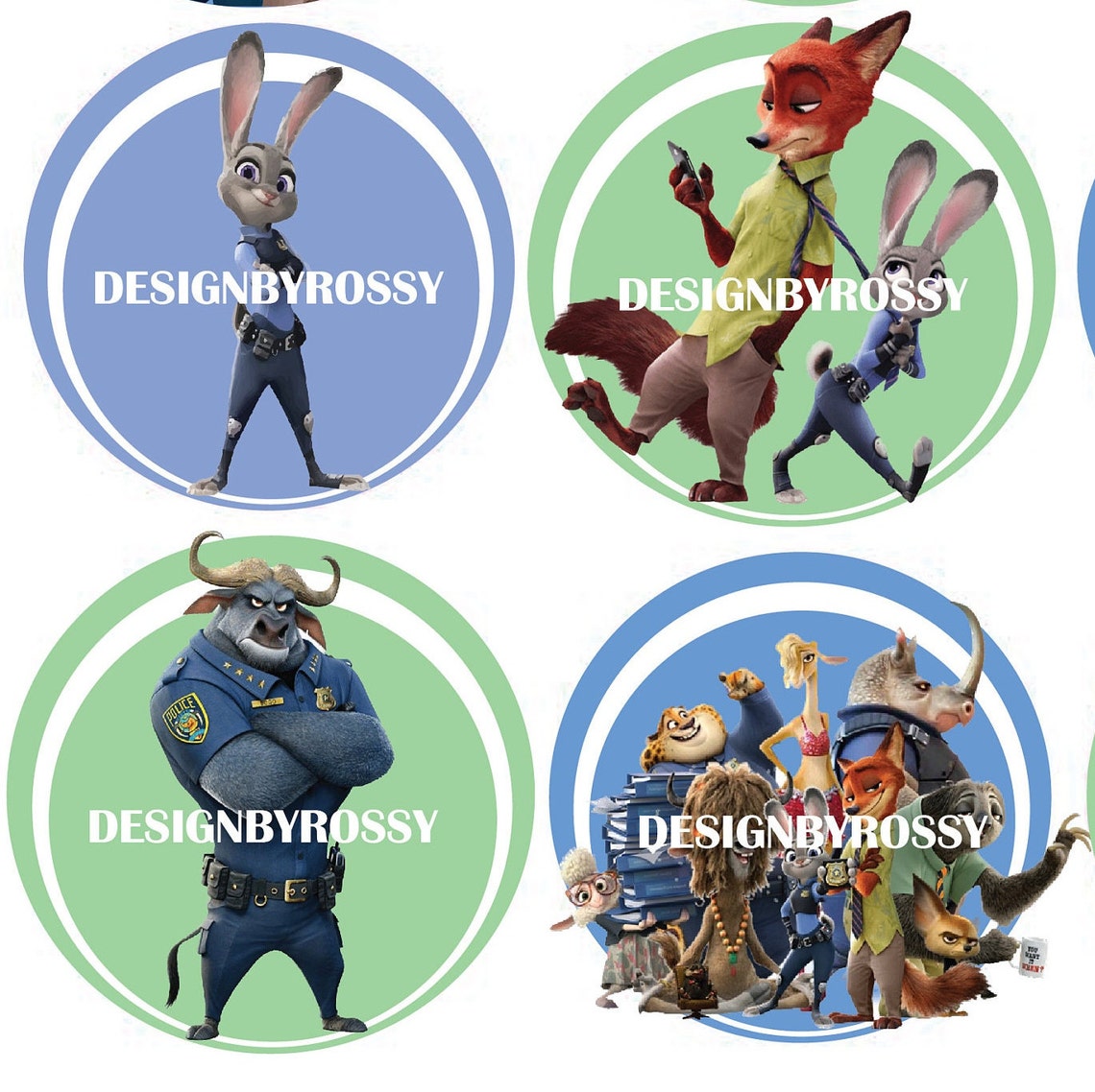 12 Zootopia Printable Digital Download | Printable Cupcake Toppers ...