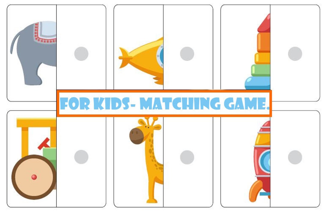 Matching Game for Kids, Printable Match Halves Activity, Matching Game ...