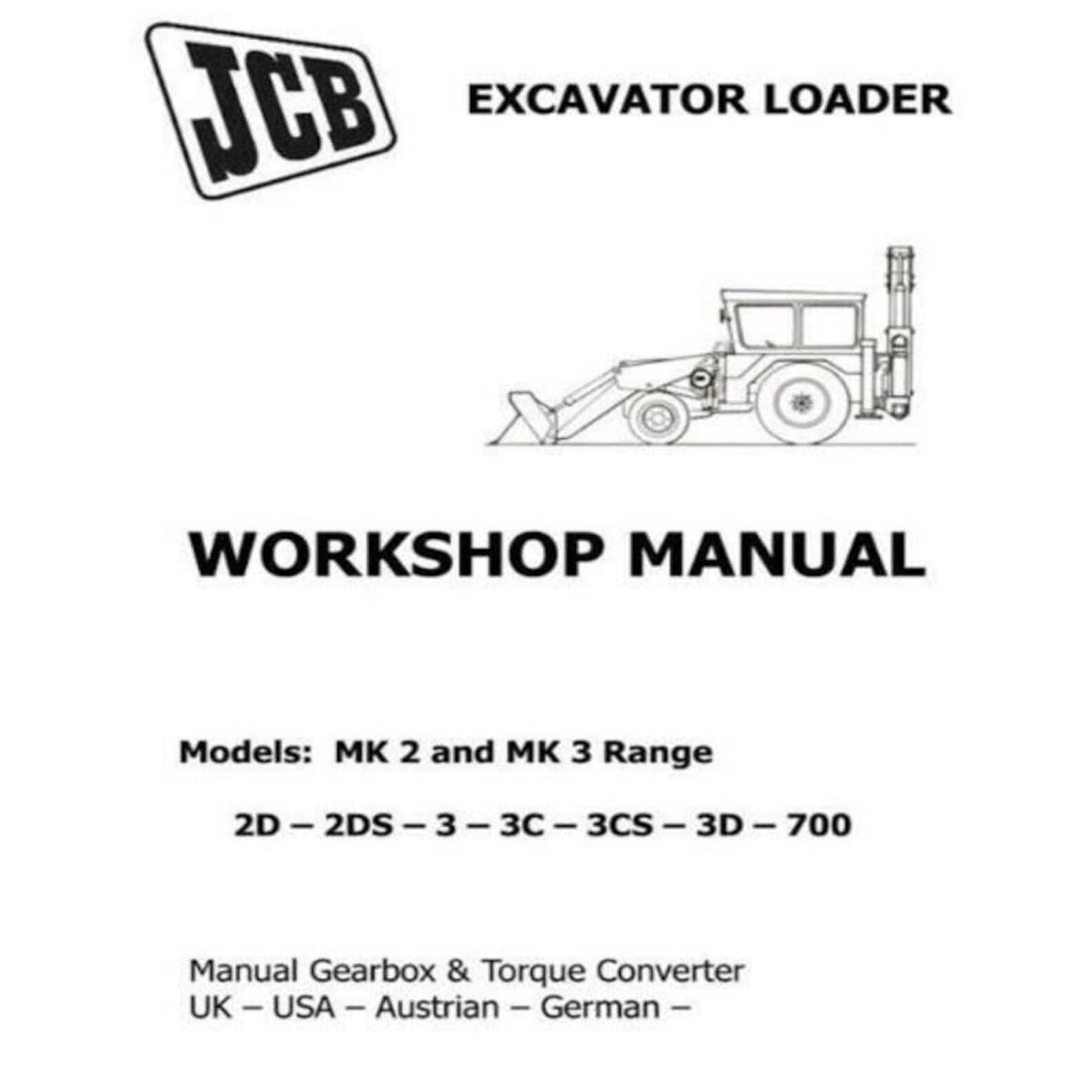Workshop Service Manual for JCB 2D 2DS 3 3C 3CS 3D 700 MK2 MK3 - Etsy
