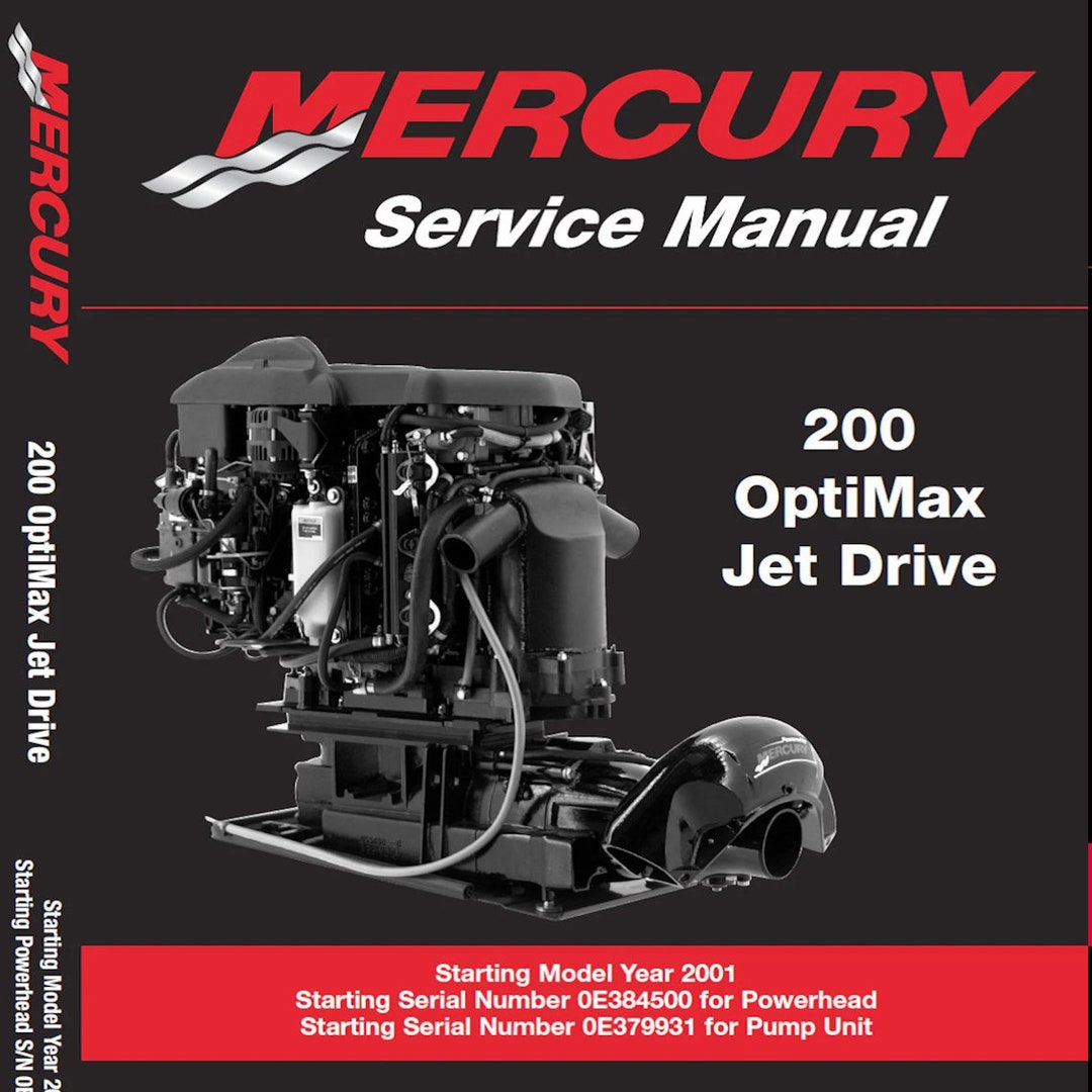 Mercury Jet Drive 200 HP Optimax V-6 Two Stroke Service Manual 2001up ...
