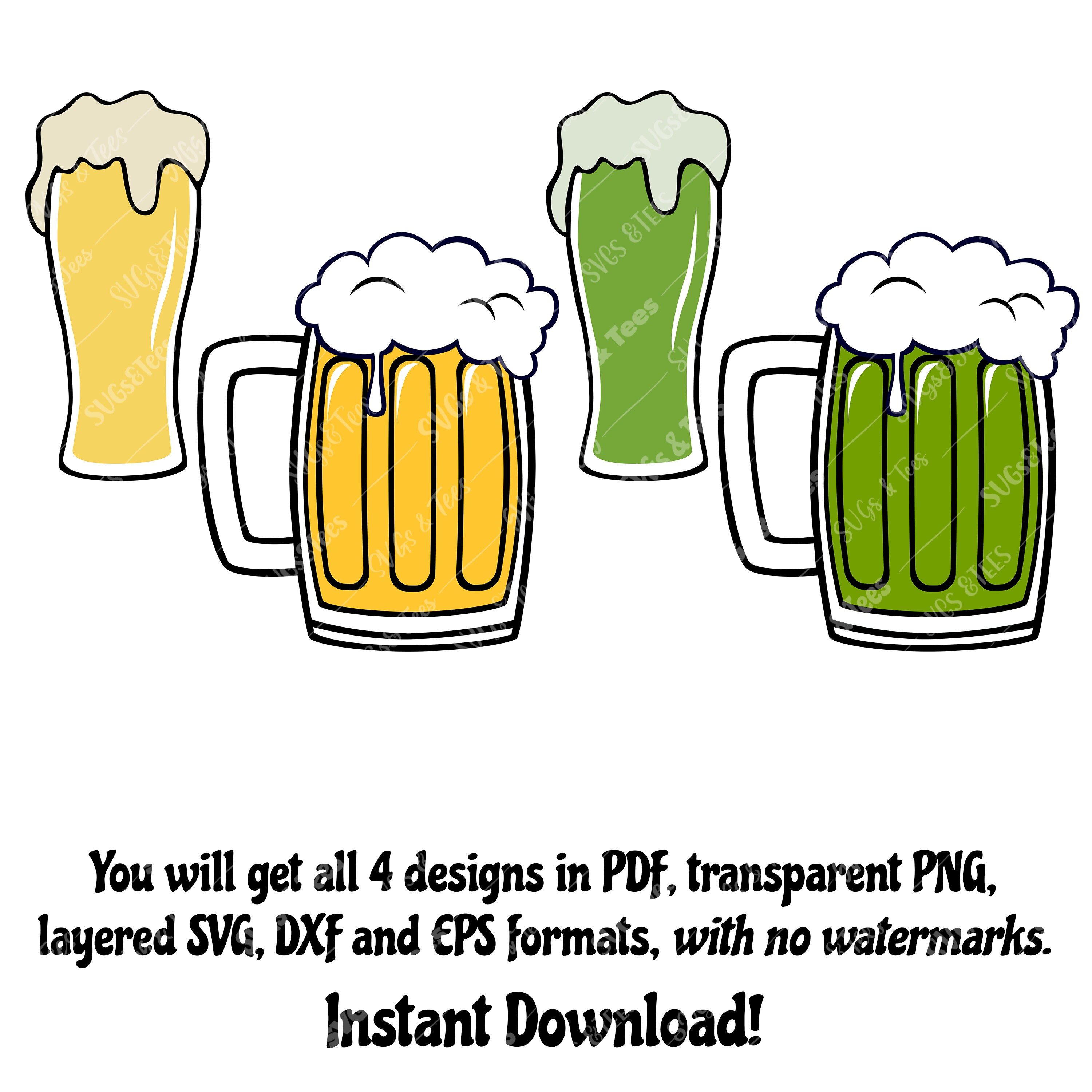 Beer SVG Files - Green Beer, St. Patrick's Day, Glass Mug, Cut Files ...