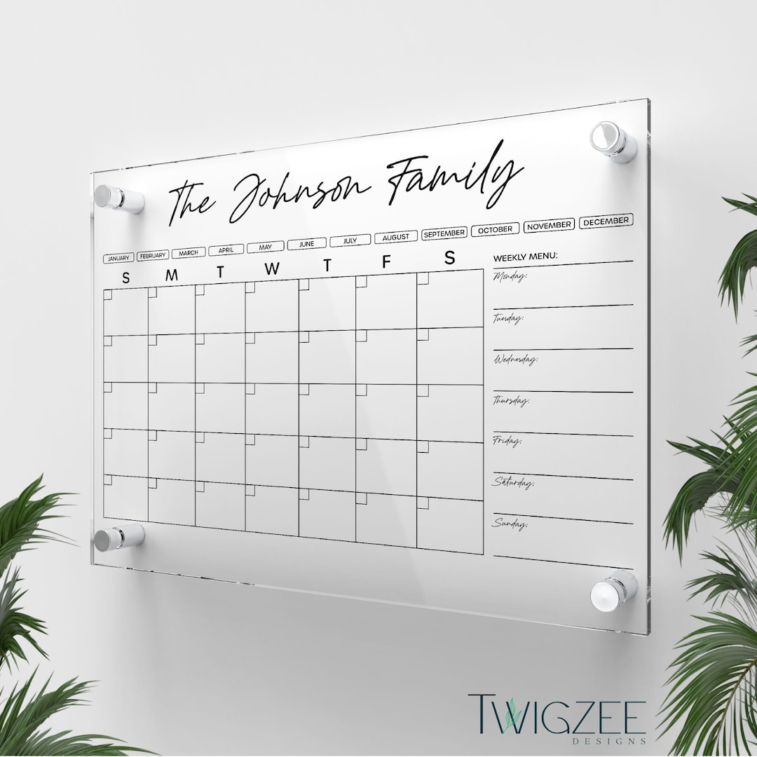 Personalized Acrylic Monthly Calendar I Acrylic Family Planner L Family ...