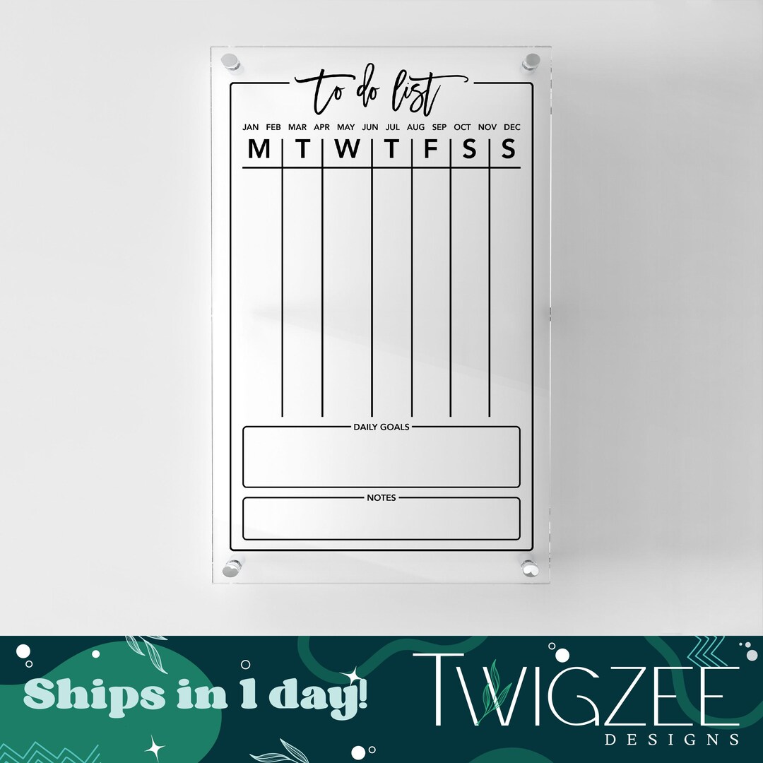 Dry-erase Wall Organizer: Custom Acrylic To-do List (clear, Minimalist ...