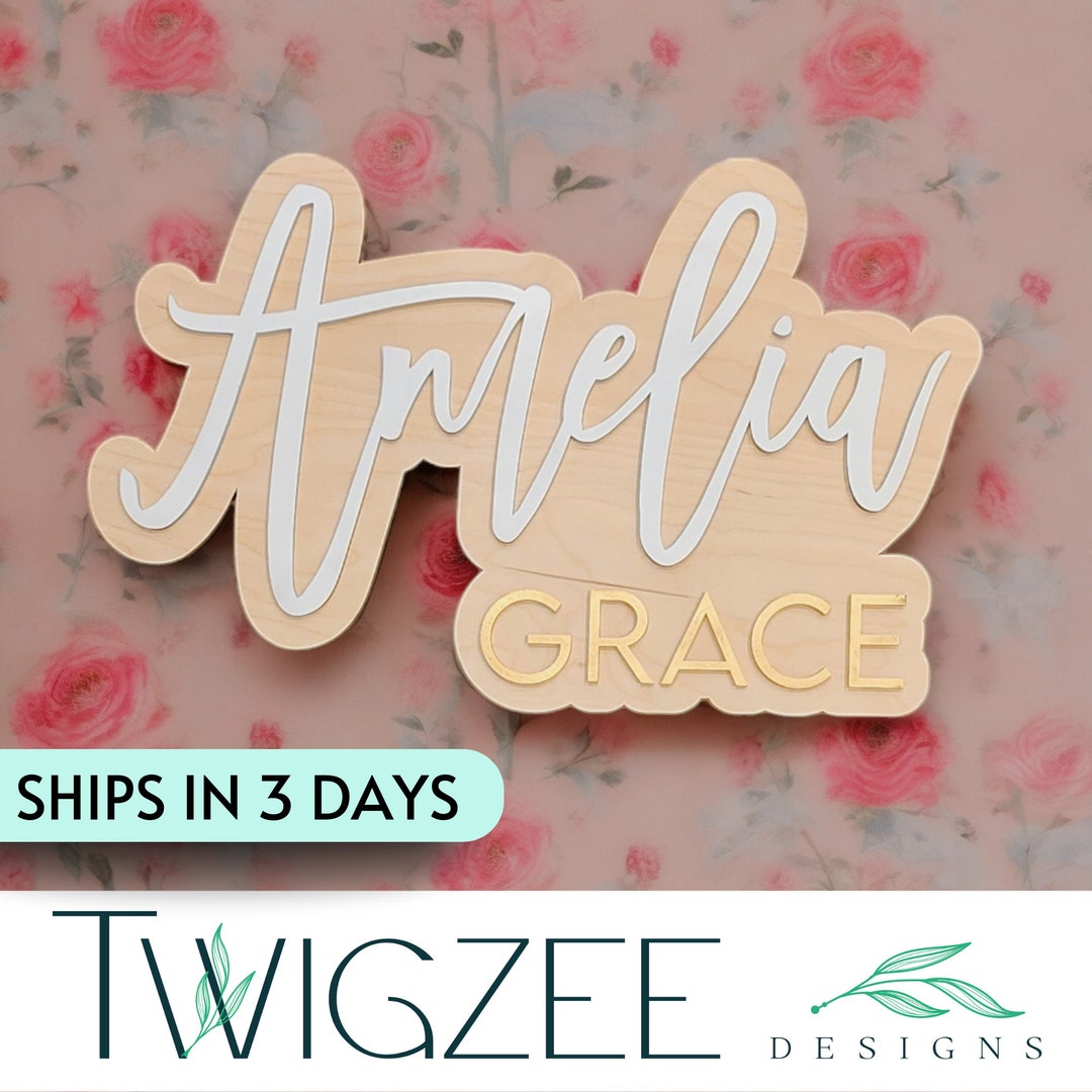 Layered Wood Sign, Wood Nursery Sign, Personalized Nursery Decor, Baby ...