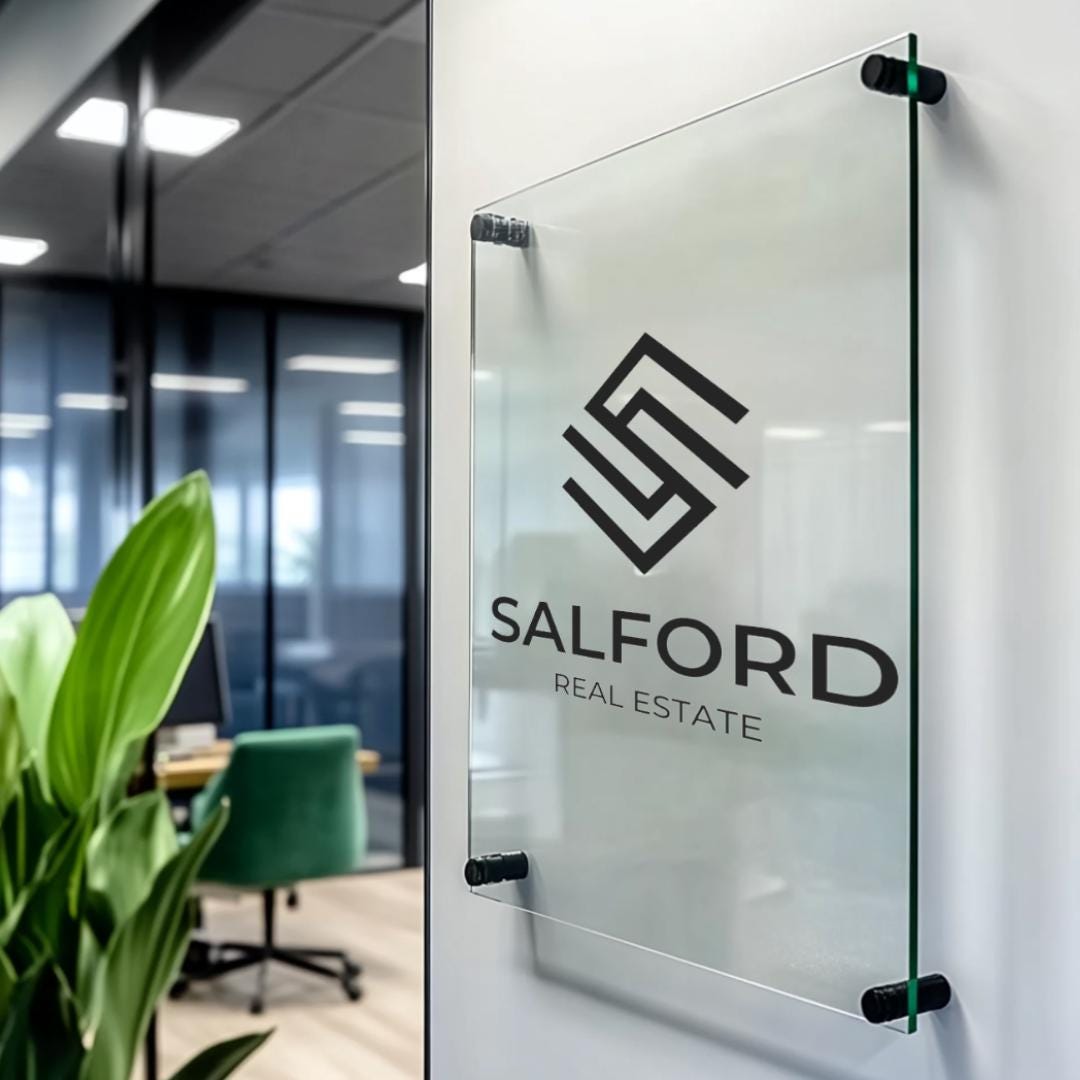 Custom Acrylic Business Logo Sign - Modern Floating Office Wall Sign ...