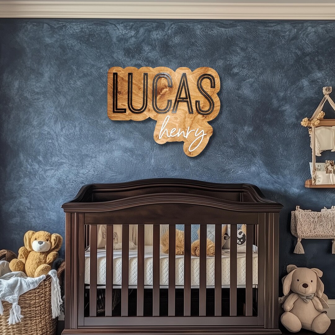 Layered Wood Sign, Wood Nursery Sign, Personalized Nursery Decor, Baby ...