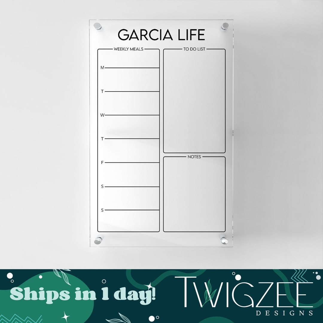 Custom Acrylic Wall To-do List Clear Dry-erase Planner, Personalized ...