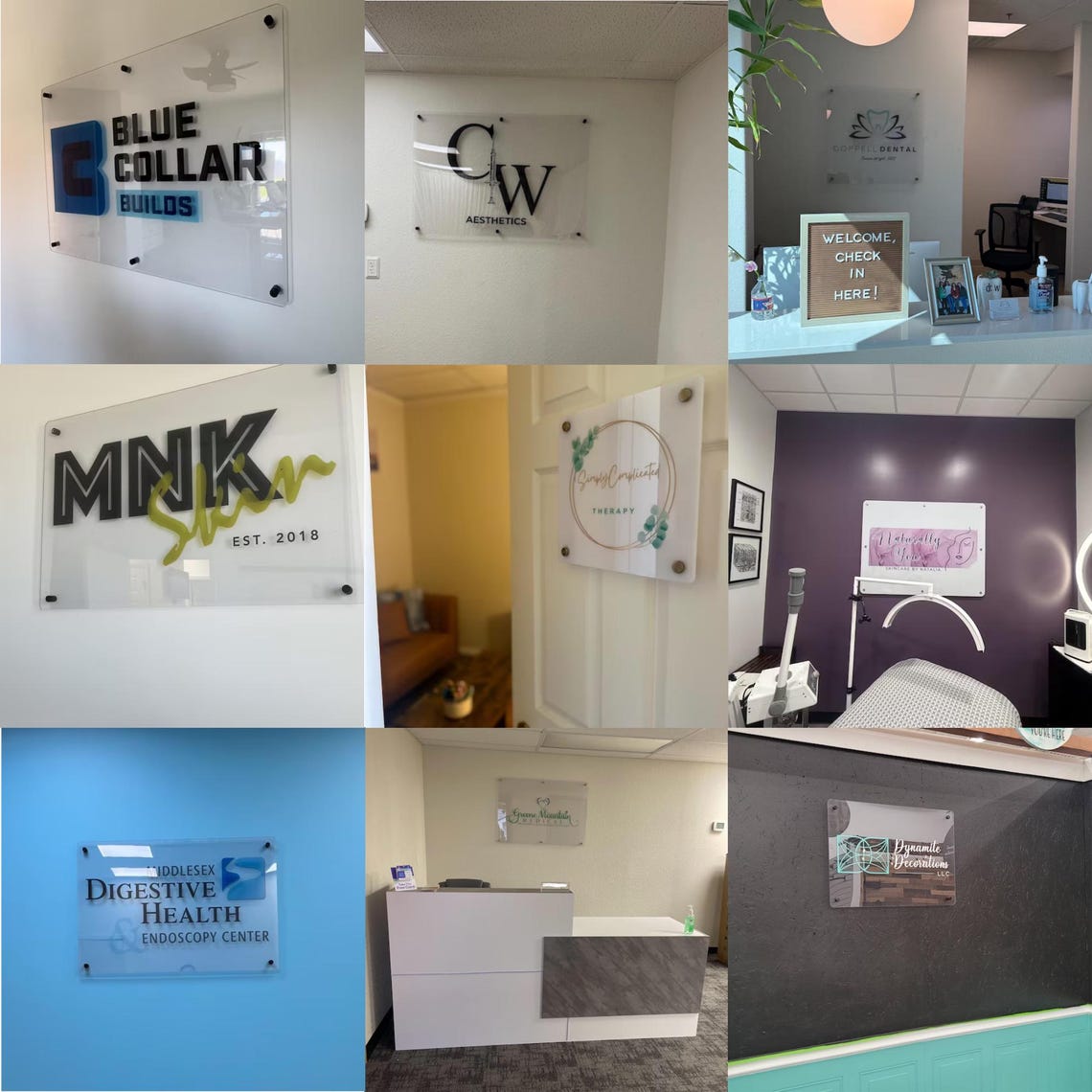Custom Acrylic Business Logo Sign - Modern Floating Office Wall Sign ...