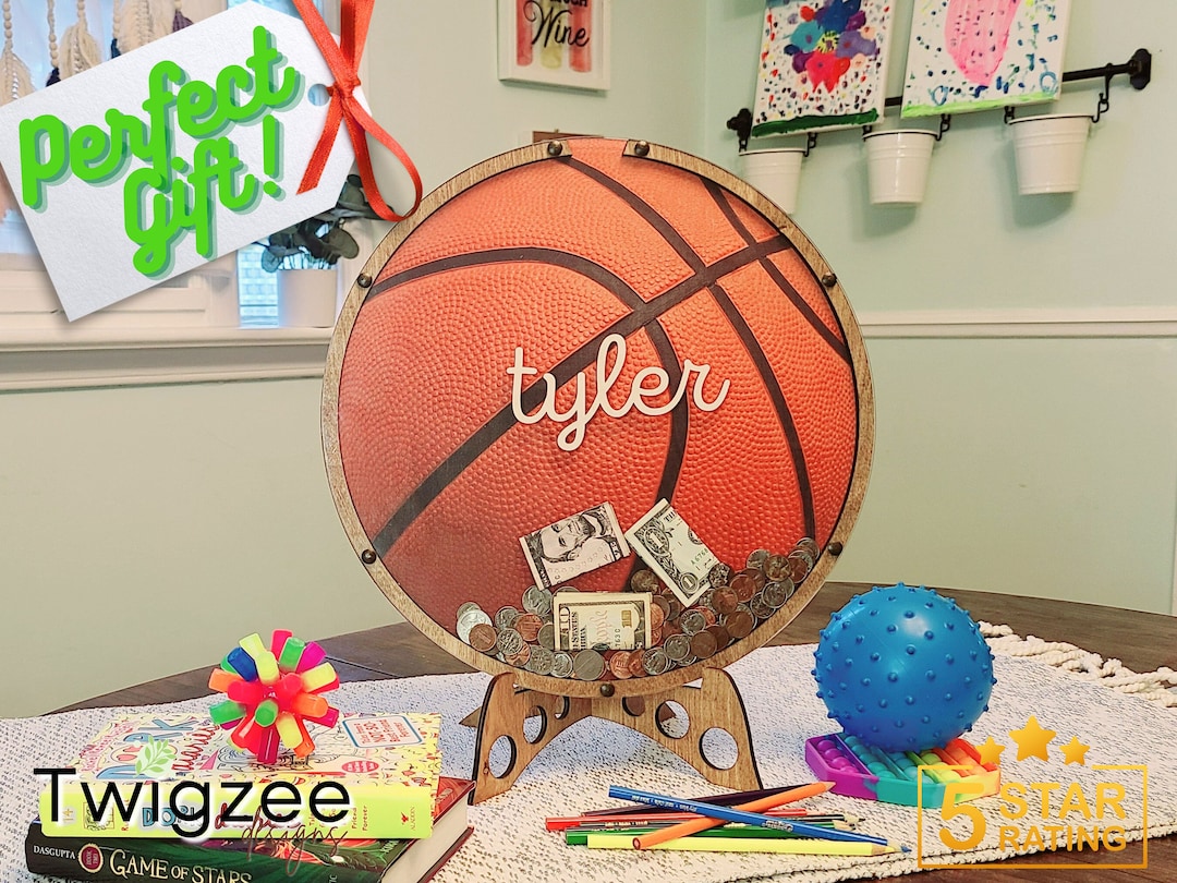 Personalized Piggy Bank, Sports Themed Piggy Bank, Basketball Gift ...