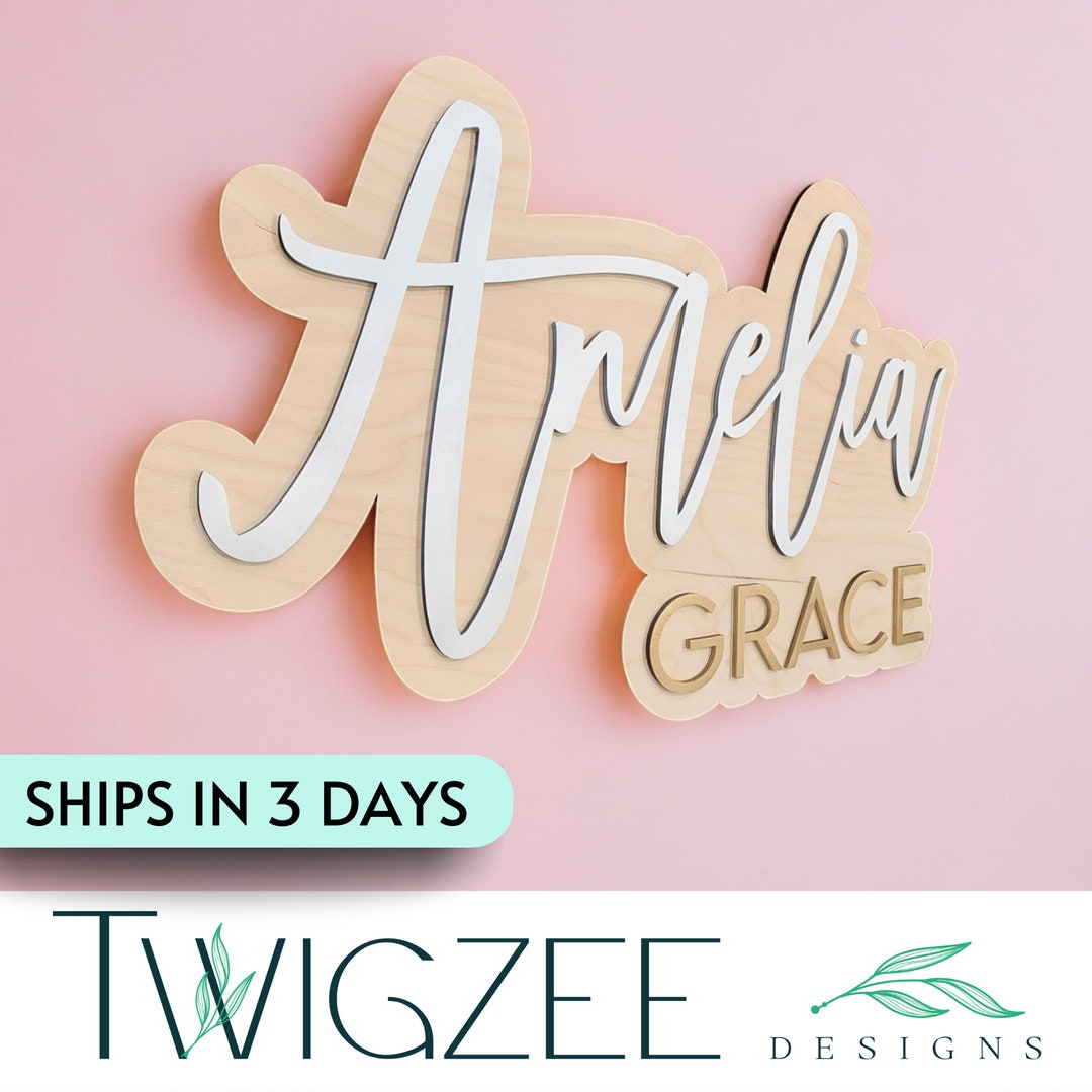 Layered Wood Sign, Wood Nursery Sign, Personalized Nursery Decor, Baby ...